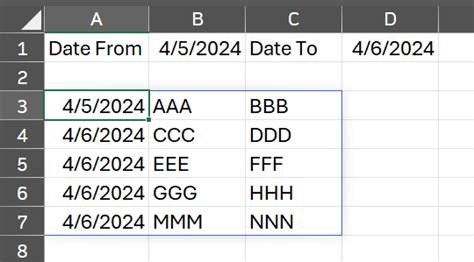 Excel Vlookup All Records Between Dates Stack Overflow