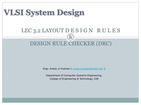 PPT LEC LAYOUT D E S I G N R U L E S DESIGN RULE CHECKER DRC PowerPoint Presentation