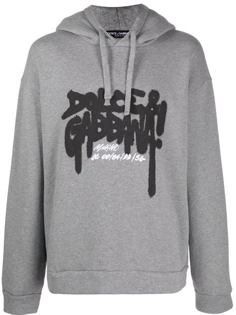 Dolce And Gabbana Moletom Com Capuz E Logo Em Grafite Farfetch