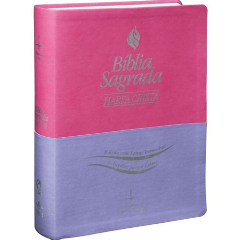 Bíblia Sagrada Com Harpa Cristã Letra Grande Pink Violeta Kippah Store Sua Fonte De