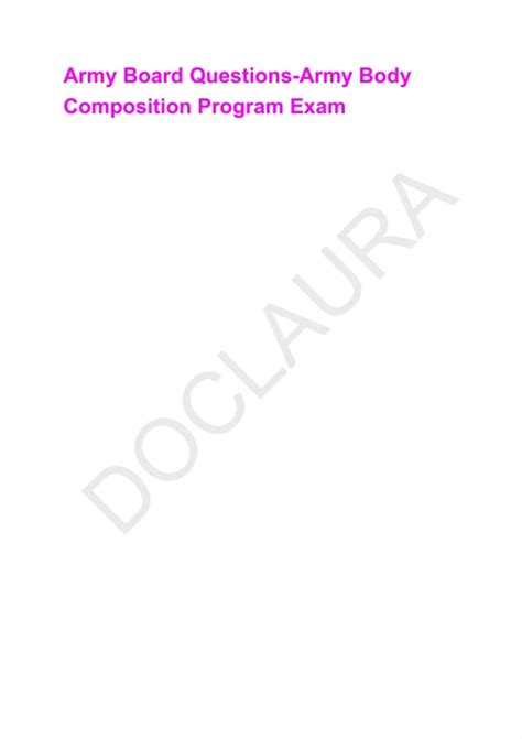 Army Board Questions Army Body Composition Program Exam Body Composition Program Stuvia Us