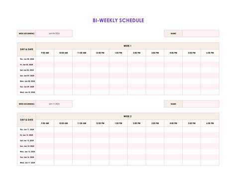 Free Weekly Work Schedule Template For Excel