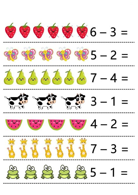 Распечатать примеры на вычитание с картинками Аналогий нет Математика для дошкольников