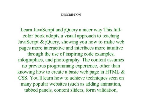 Javascript And Jquery Interactive Front End Web Development Pdf