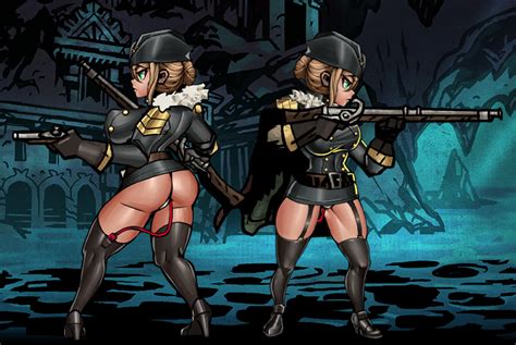Rule 34 Big Breasts Darkest Dungeon Green Eyes Hair Bun Hat Musket