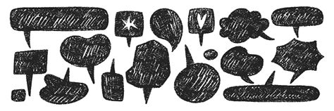 분필과 크레용으로 그린 말풍선 세트입니다 스케치 스타일의 대화 또는 대화를 위한 텍스트 상자입니다 벡터 일러스트 레이 션 0명에 대한 스톡 벡터 아트 및 기타 이미지