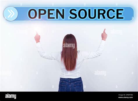 Hand Writing Sign Open Source Business Showcase Denoting Software Which Original Source Code