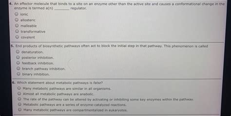 Solved 4 An Effector Molecule That Binds To A Site On An