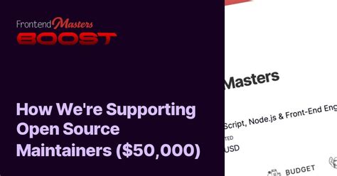 Frontend Masters Supporting Open Source Maintainers With 50000 R