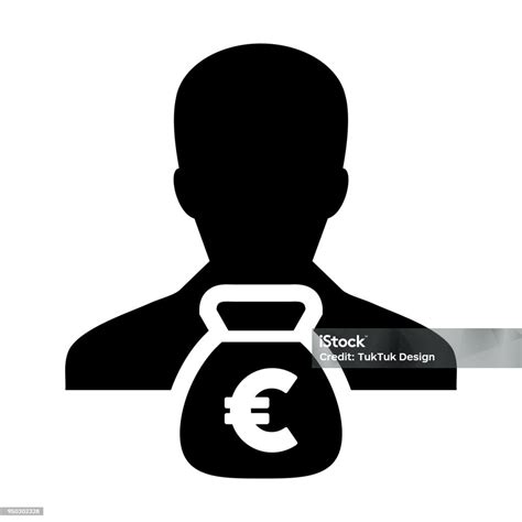 기업 금융 및 문양 그림에서 은행 예금 계좌에 대 한 돈 가방 유로 기호 아이콘 벡터 남성 사람 아바타 기호 가방에 대한 스톡 벡터 아트 및 기타 이미지 Istock