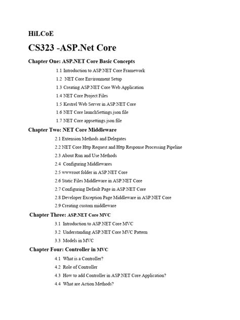 aspcorecourseoutline pdf active server pages model view