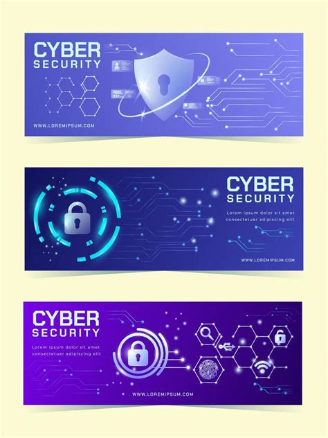 Cyber Security Banner Set 5182873 Vector Art At Vecteezy