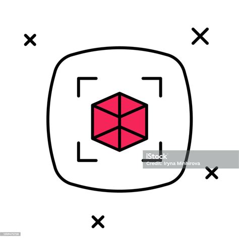 Filled Outline 3d Modeling Icon Isolated On White Background Augmented Reality Or Virtual