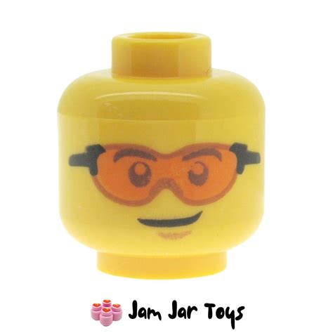 Lego Minifigure Head With Trans Orange Glasses
