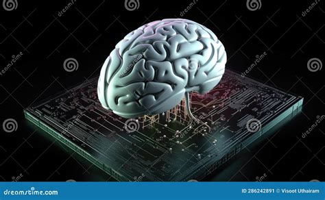 Human Brain On Circuit Board Artificial Intelligence Concept
