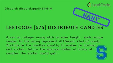 Leetcode 575 Distribute Candies Youtube