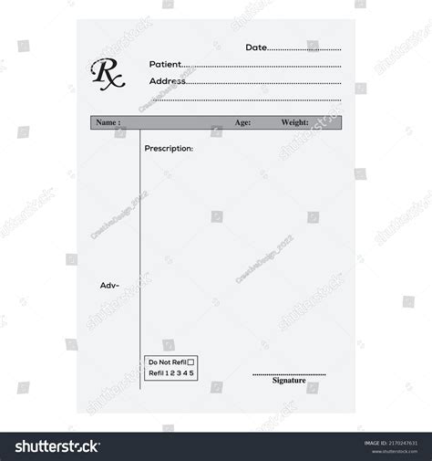 백그라운드에서 격리된 빈 Rx 처방전 양식 스톡 벡터로열티 프리 2170247631 Shutterstock