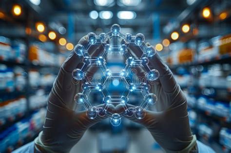 Scientist Holding A Glowing Molecular Structure Model In A Laboratory
