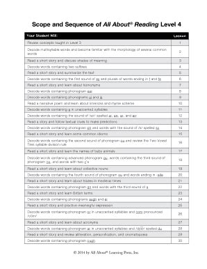 Fillable Online Scope And Sequence Of All About Reading Level 4 Fax Email Print PdfFiller