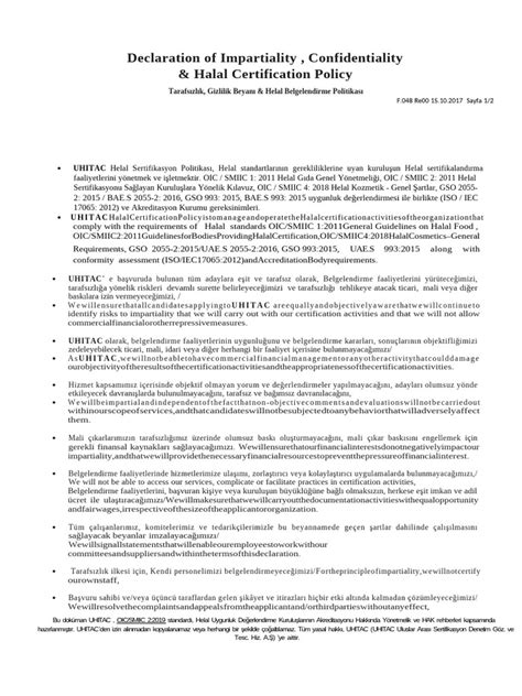 Declaration Of Impartiality Pdf