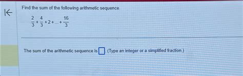 Solved Find The Sum Of The Following Arithmetic
