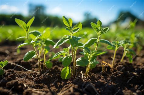Premium Ai Image Young Soybean Growth Cultivated Soybean Plants