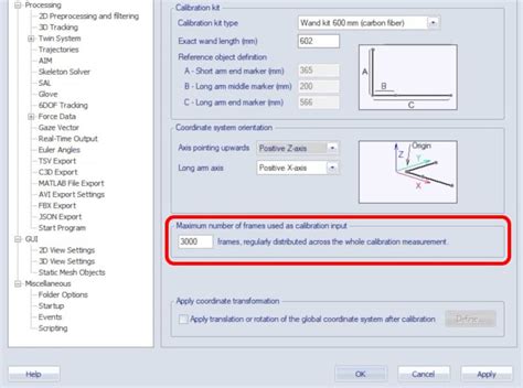 Calibration Settings