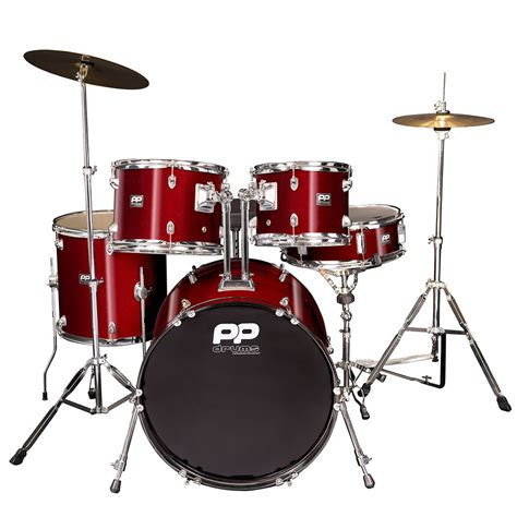 Pp Drums 5 Piece Full Size Drum Kit With Cymbals Hardware Stool And St