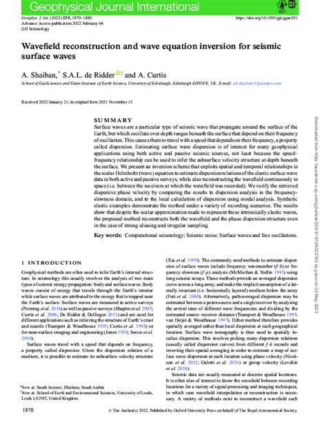 Pdf Wavefield Reconstruction And Wave Equation Inversion For Seismic Surface Waves