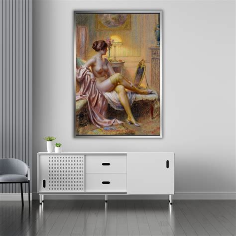 Vintage Erotic Canvas Classical Nude Art Victorian Boudoir Decor Elegant Woman Painting Nude