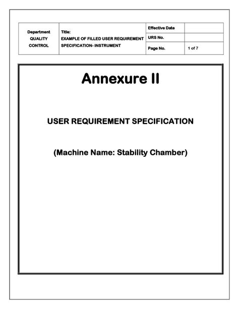 Example Of User Requirement Specification