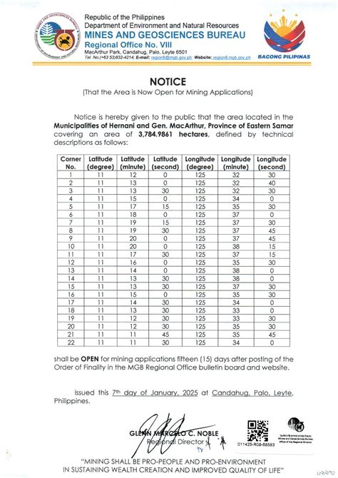 Areas Open For Mining Application In Eastern Samar