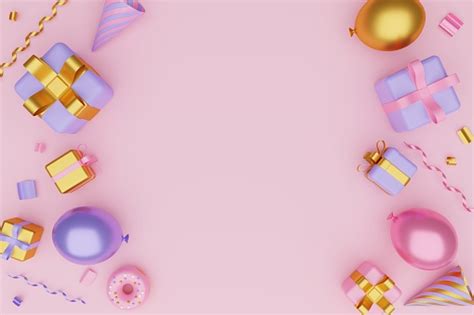 축제 배경입니다 파스텔 핑크와 보라색 케이크 밝은 분홍색 배경에 선물 상자 3d 렌더링 생일에 대한 스톡 사진 및 기타 이미지 Istock