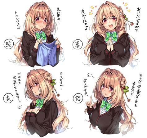 Safebooru 1girl Blonde Hair Blush Breasts Expression Chart
