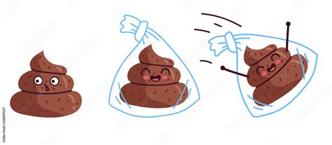 Poop Excrement Cute Character Kawaii Shit Emoticon Poo Emoji Isolated