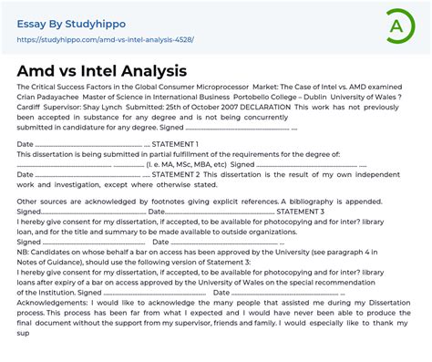 Amd Vs Intel Analysis Essay Example
