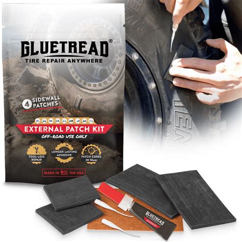 Gluetread External Patch Kit Sidewall Tire Repair For Punctures And