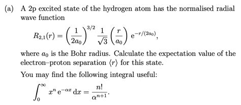 Solved A ﻿a 2p ﻿excited State Of The Hydrogen Atom Has The