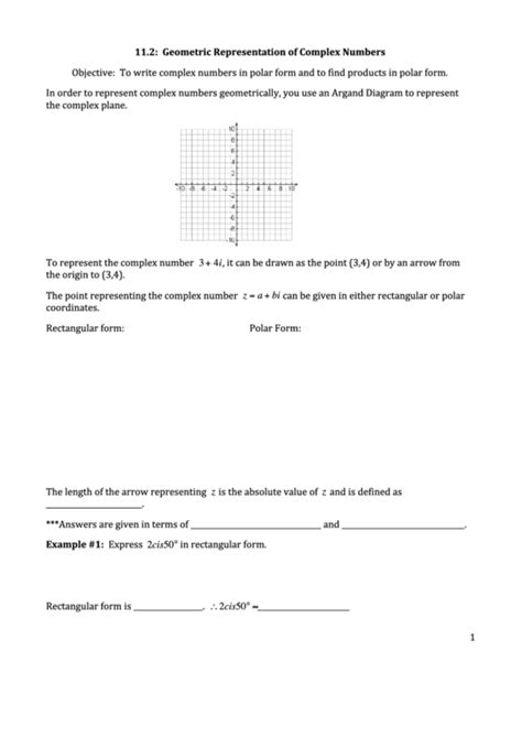 Geometric Representation Of Complex Numbers Printable Pdf Download