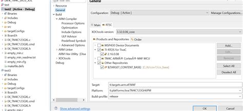 rtos ek tm4c123gxl no rtsc configuration file open when i open a