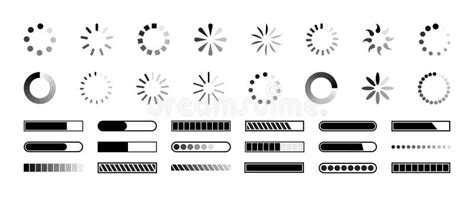 loading icon progress bar buffer loader preloader vector set upload and download symbols
