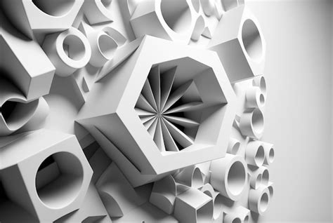 Premium Photo 3d Render Abstract Geometric Background White Creative Shapes