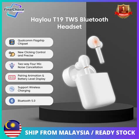 Haylou T19 Tws Bluetooth Headset Aptx Lossless Encoding Aac Audio Advanced Coding Ultra Low