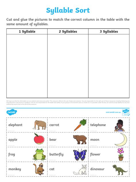 Au L 706 Syllable Sort Worksheet Ver 2 Pdf