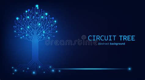Circuit Board Tree Digital Circuit Board Internet Connection Concept Hi Tech Dark Blue Color