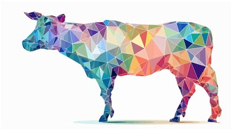 Abstract Cow Model With Triangle Mosaic Design Premium Ai Generated Vector