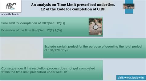Ibc Laws Analysis Of Time Limit Under Section 12 Of The Insolvency And Bankruptcy Code 2016