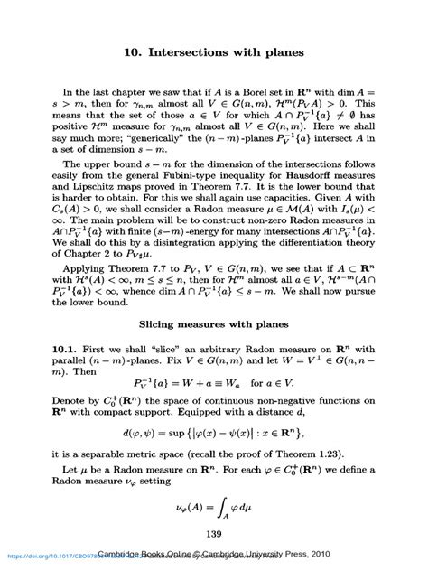 Geometry Of Sets And Measures In Euclidean Spaces Intersections