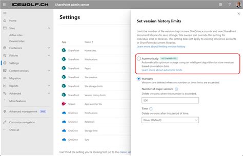 Sharepoint Online Version History Limits Icewolf Blog