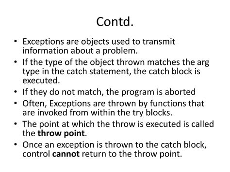 Exceptions In C Object Oriented Programmingpptx